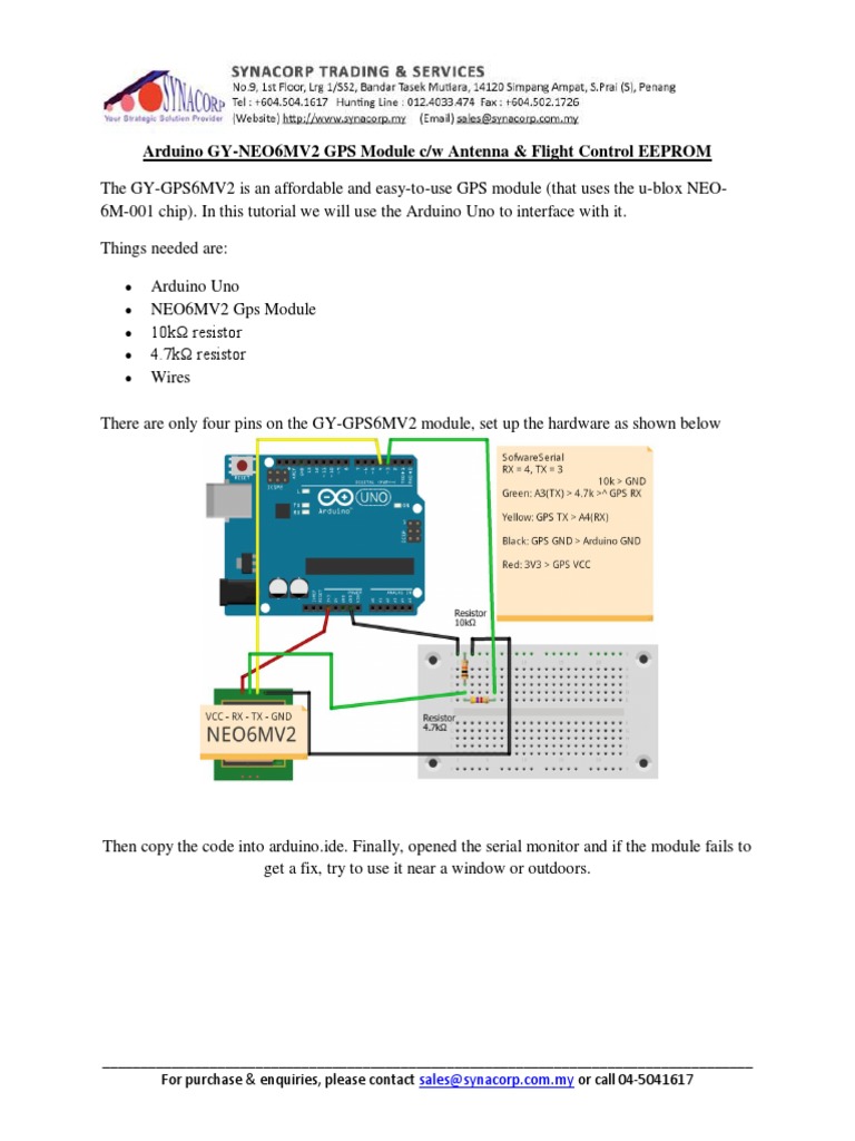 Arduino GY-NEO6MV2 GPS Module C/W Antenna & Flight Control EEPROM | PDF