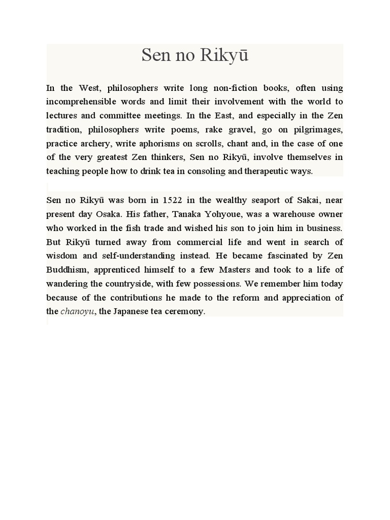 Sen No Rikyū | Download Free PDF | Zen | Science