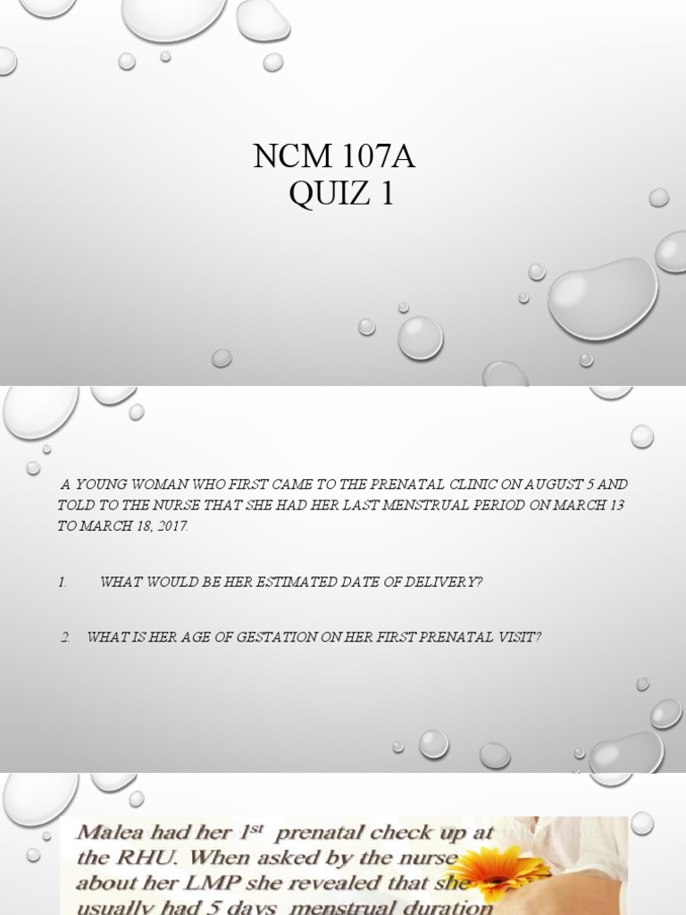 NCM 107a Quiz 1 | PDF