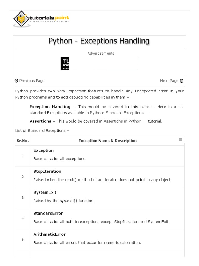 Python Exceptions Handling18 Pdf Parameter Computer Programming Subroutine