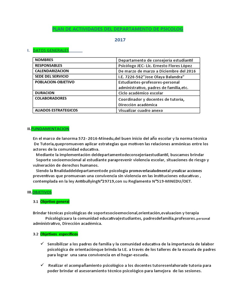 Proyecto de Psicologia 2017 | Descargar gratis PDF | Sicología ...