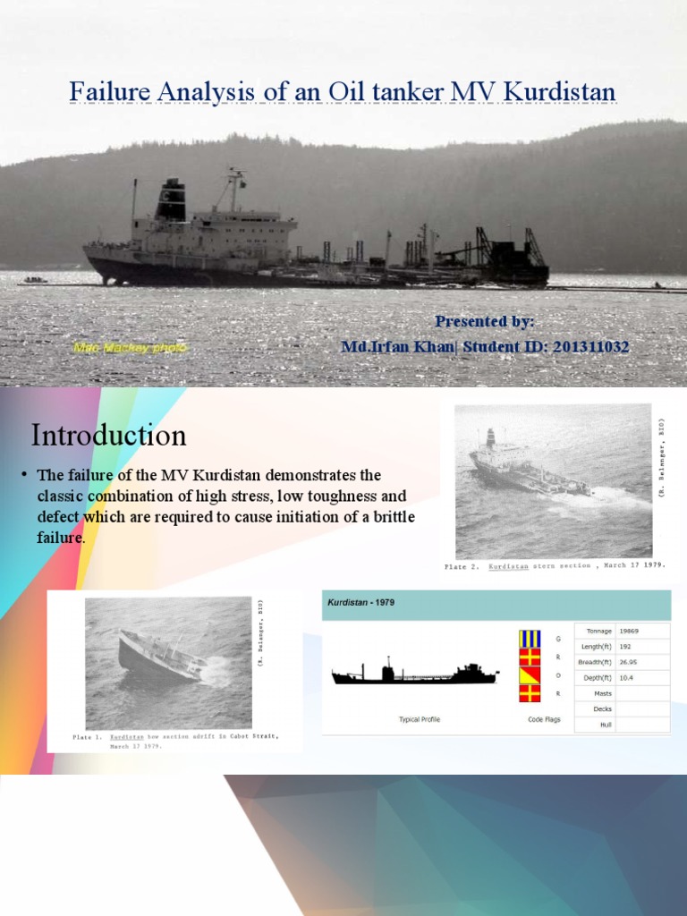 Failure Analysis of An Oil Tanker MV Kurdistan: Presented By: MD - Irfan Khan - Student ID ...