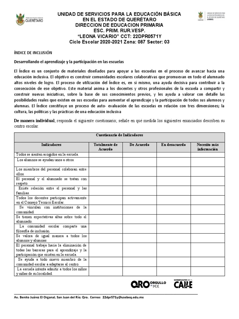 Index Inclusion | PDF | Inclusión (Educación) | Educación primaria