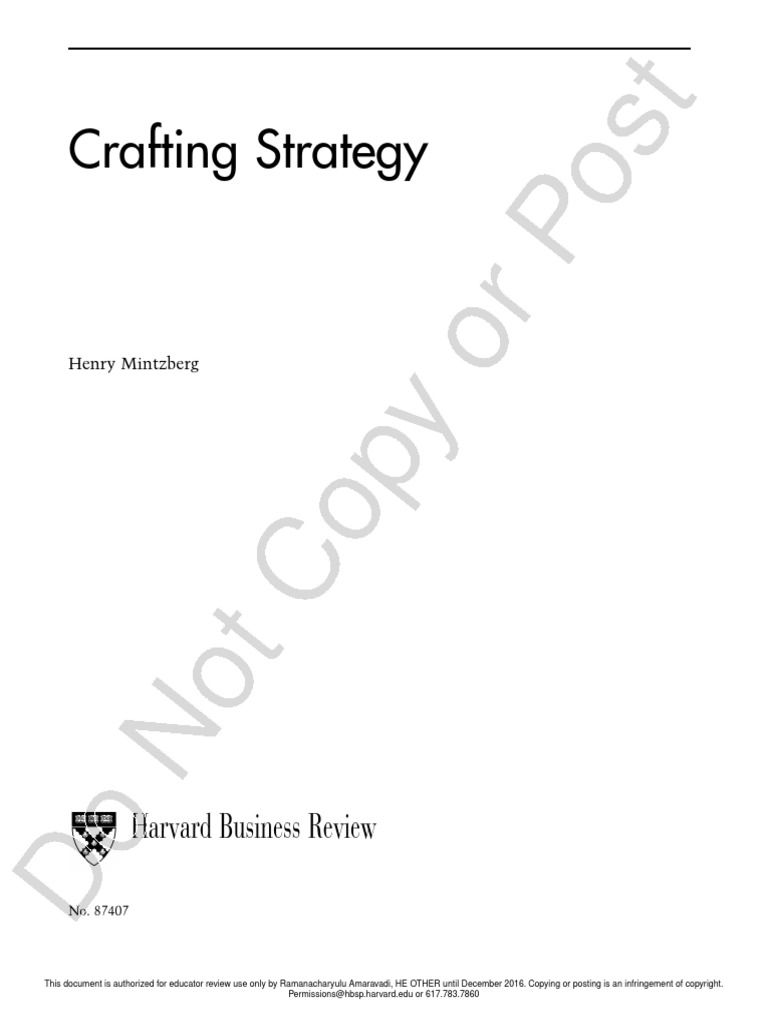 Crafting Strategy by Me | PDF | Mind | Reason