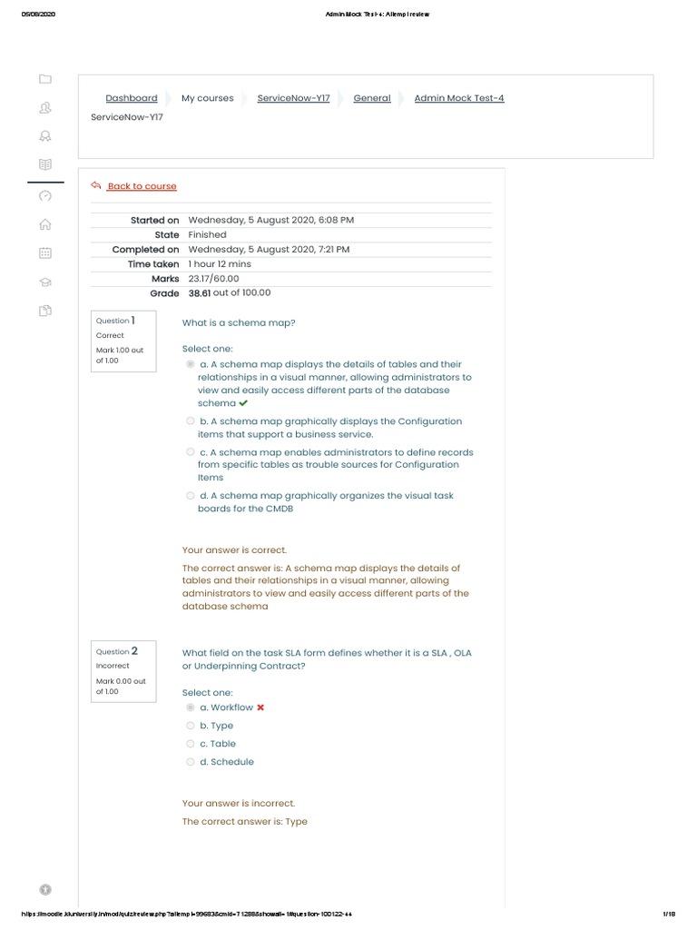 Admin Mock Test-4 - Attempt Review | PDF | Database Schema | Databases
