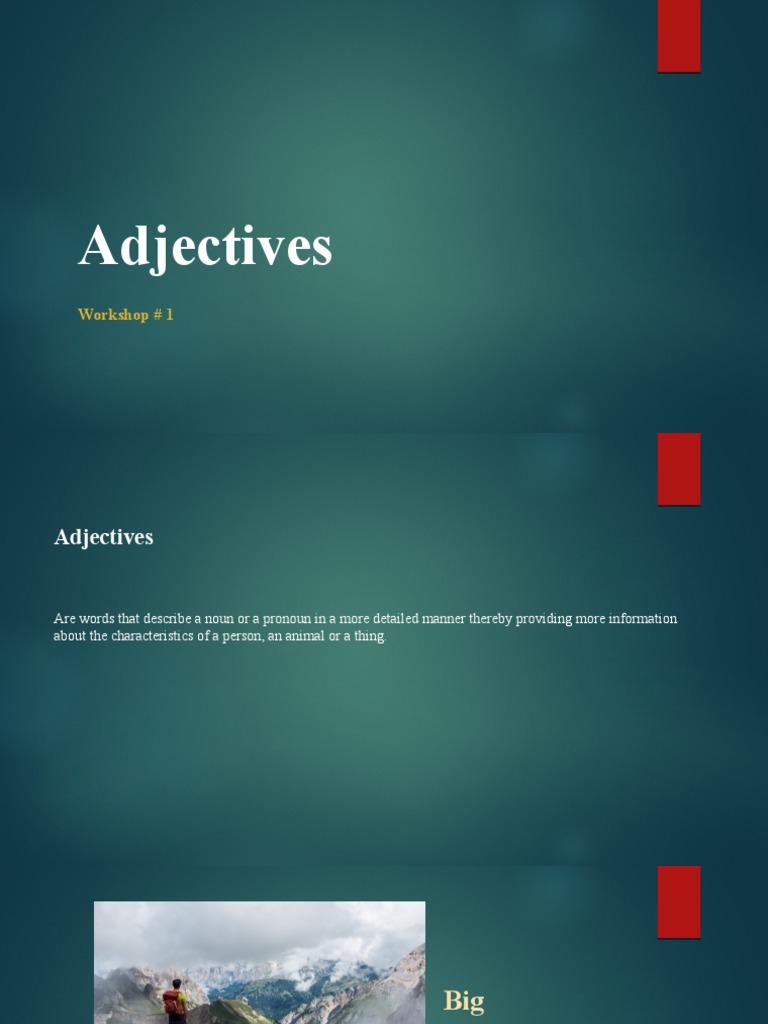 Workshop 1 Adjectives | PDF | Adjective | Language Families
