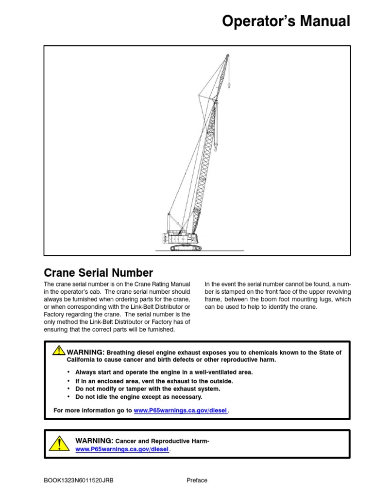 Operator's Manual: Crane Serial Number | PDF | Crane (Machine ...