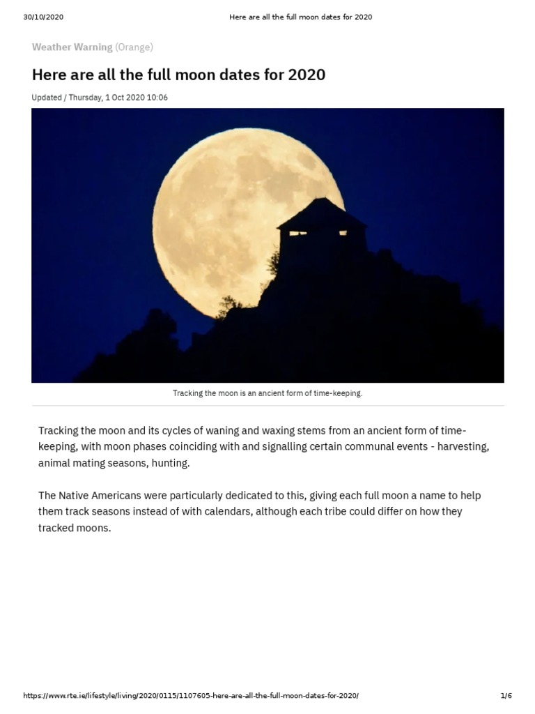 Here Are All The Full Moon Dates For 2020 | PDF | Ancient Astronomy | Moon