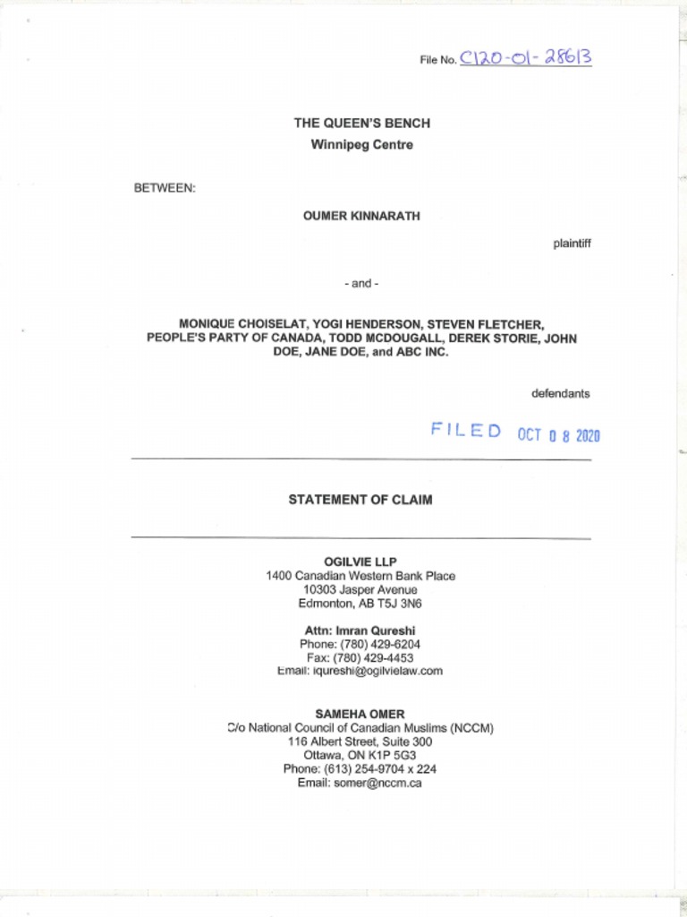 Filed Statement of Claim PDF | PDF | Facebook | Social Institutions