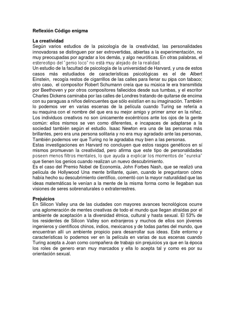 Código Enigma | PDF | Alan Turing | Creatividad