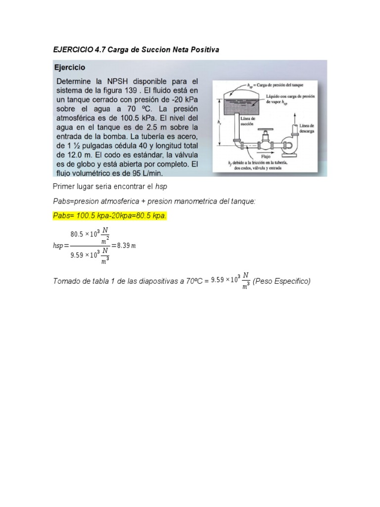 4.7 Carga de Succion Neta Positiva | PDF