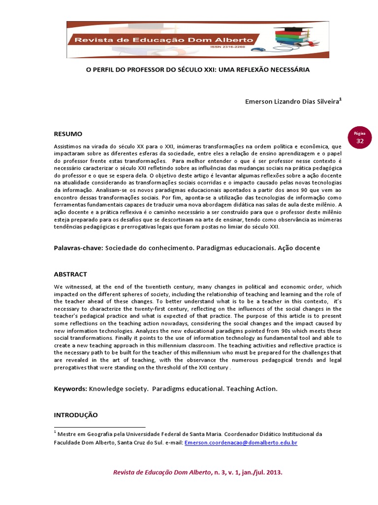 O Perfil Do Professor Do Século XXI Uma Reflexão Necessária | PDF ...