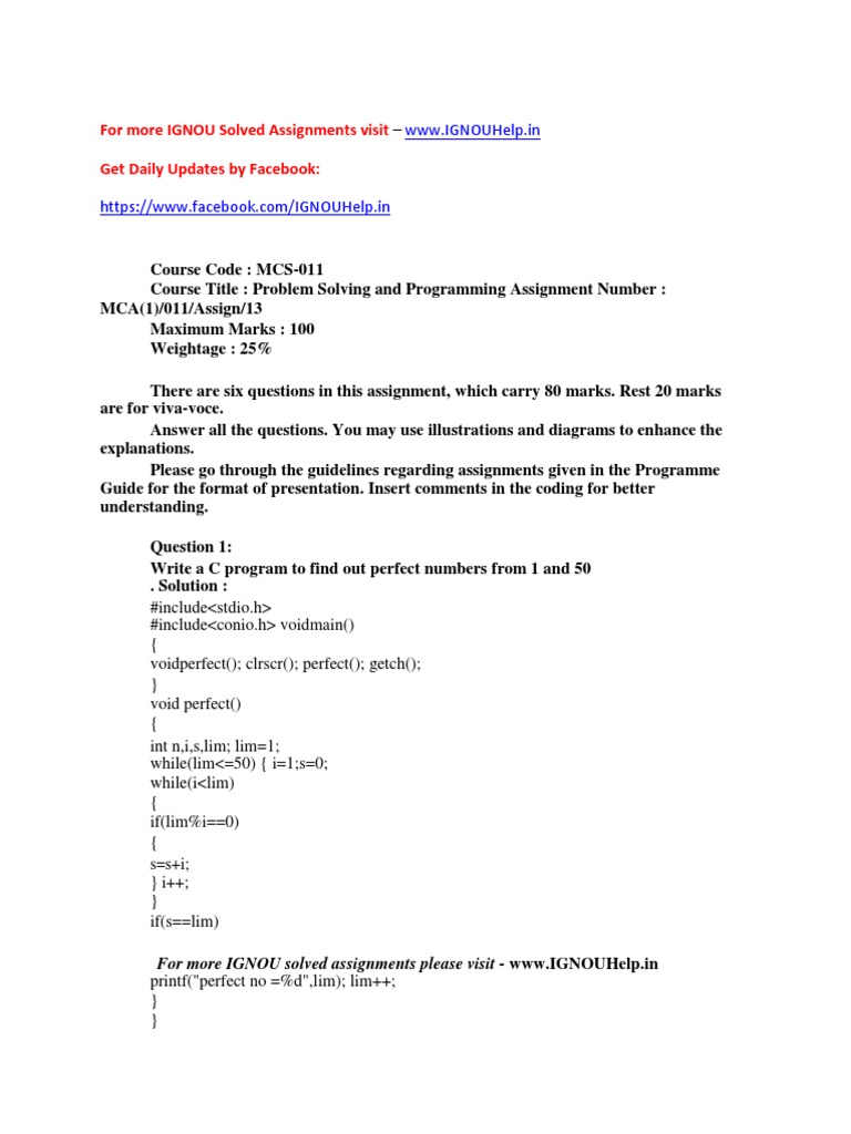 Mcs 011 Solved Assignments Pdf Algorithms Computer Programming