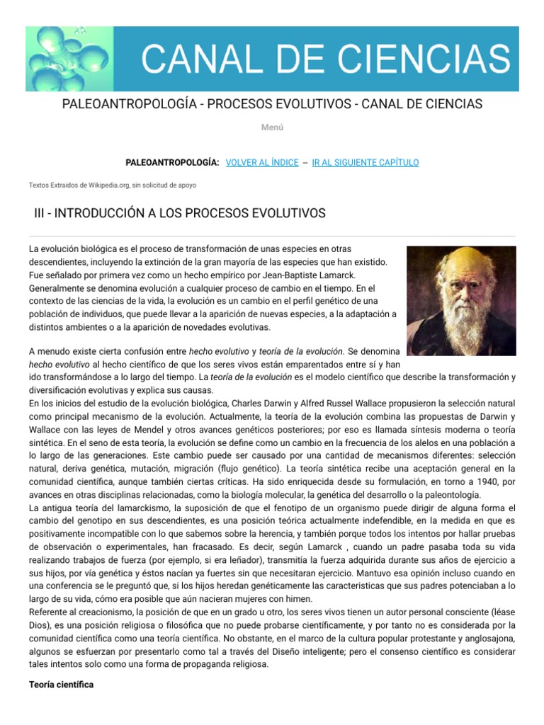 Iii - Introducción A Los Procesos Evolutivos - Canal de Ciencias | PDF ...