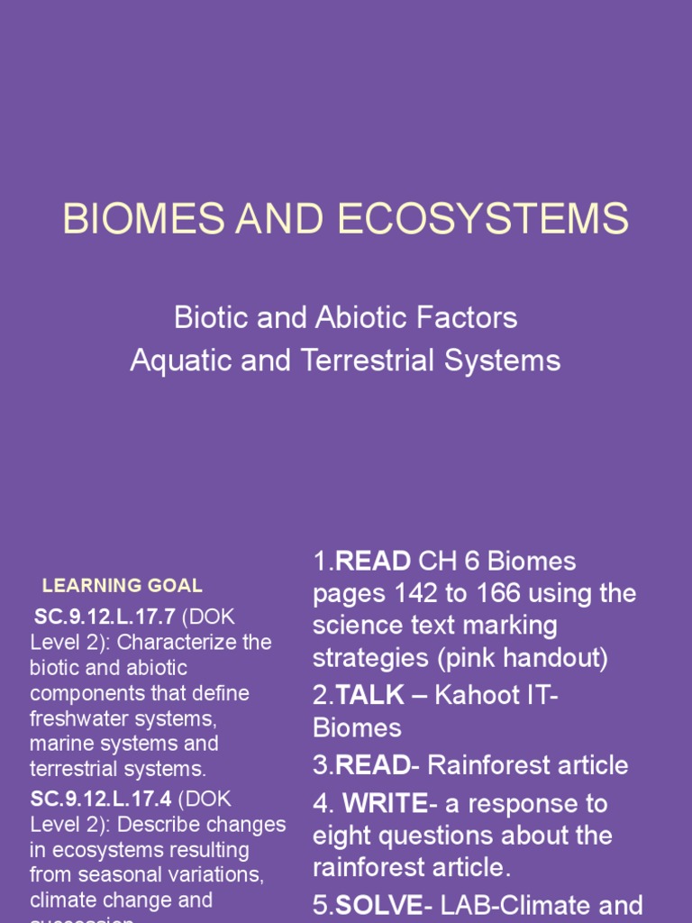 BIOMES AND ECOSYSTEMS - Biotic - Abiotic | PDF | Forests | Grassland