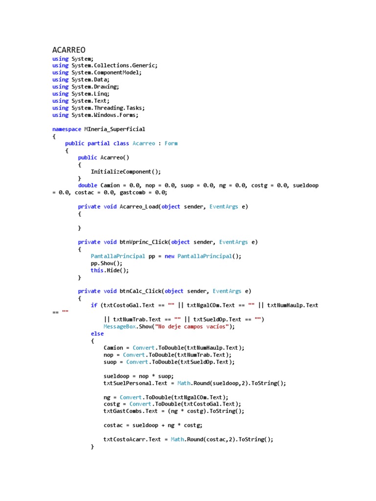 Acarreo: Using Using Using Using Using Using Using Using Using Namespace Public Partial Class ...