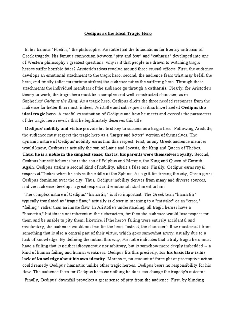 Oedipus As The Ideal Tragic Hero | PDF | Tragedy | Oedipus