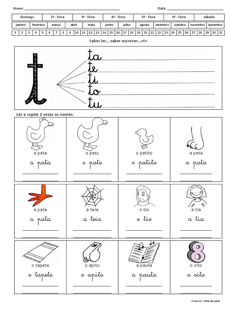 1 Ficha Letra T | PDF