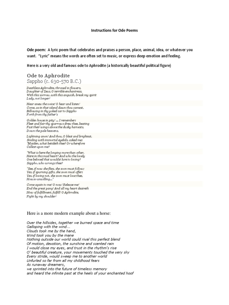 Ode To Aphrodite: Sappho (C. 630-570 B.C.) | PDF | Poetry