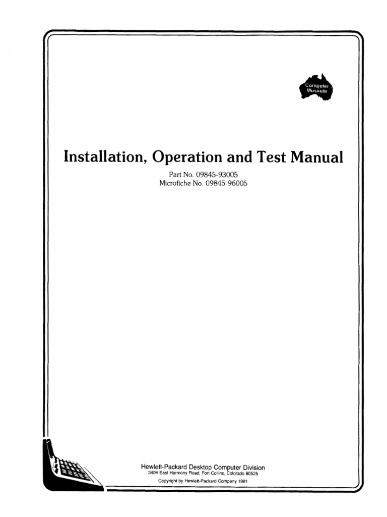 HP 9845B Installation, Operation and Test Manual PDF | PDF | Computer ...