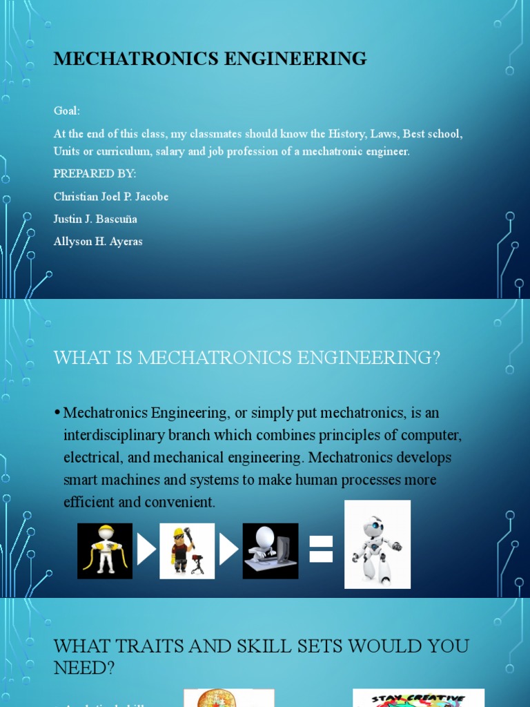 Mechatronics Engineering Overview and Careers | PDF | Mechatronics ...