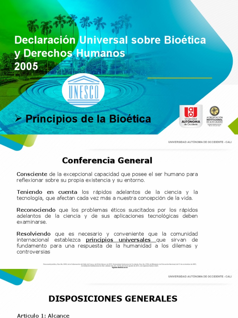 Declaracion Universal de Bioetica y Derechos Humanos Unesco 2005 | PDF ...