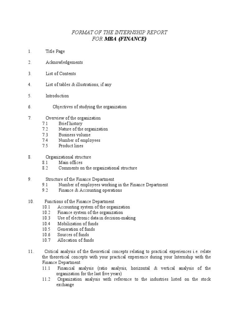 Format of The Internship Report | Download Free PDF | Organizational ...