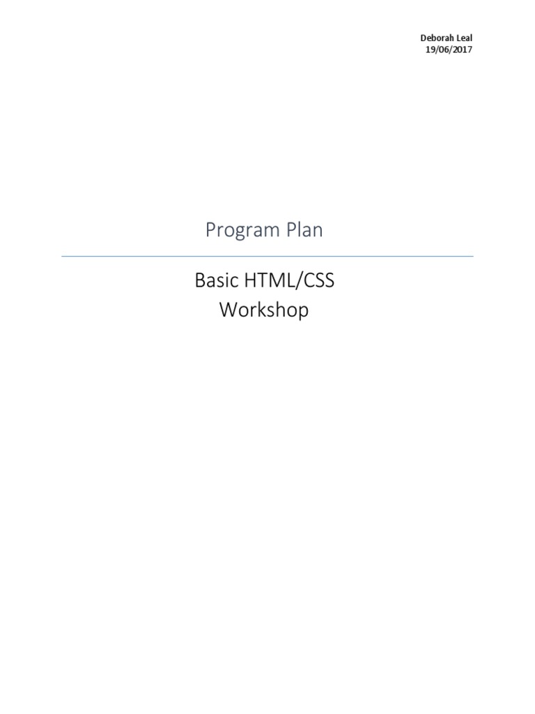 Training Plan - HTML Workshop | PDF | Html Element | Cascading Style Sheets