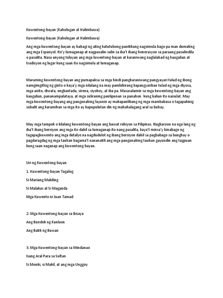 Kuwentong Bayan | PDF