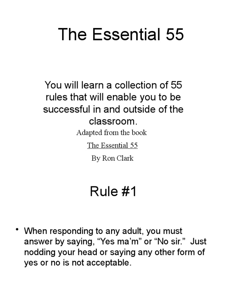 The Essential 55 by Ron Clark PPT! | PDF | Tableware | Waiting Staff
