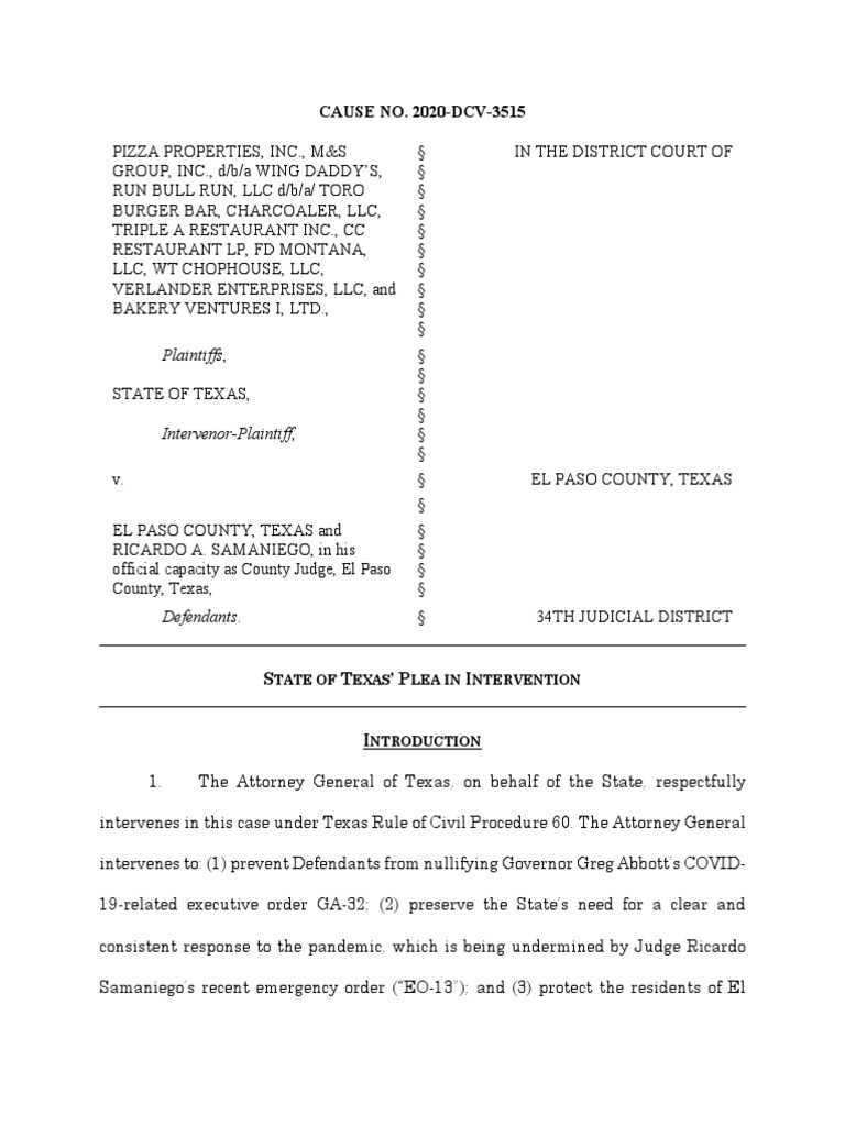 Plea in Intervention | PDF | Intervention (Law) | Justice