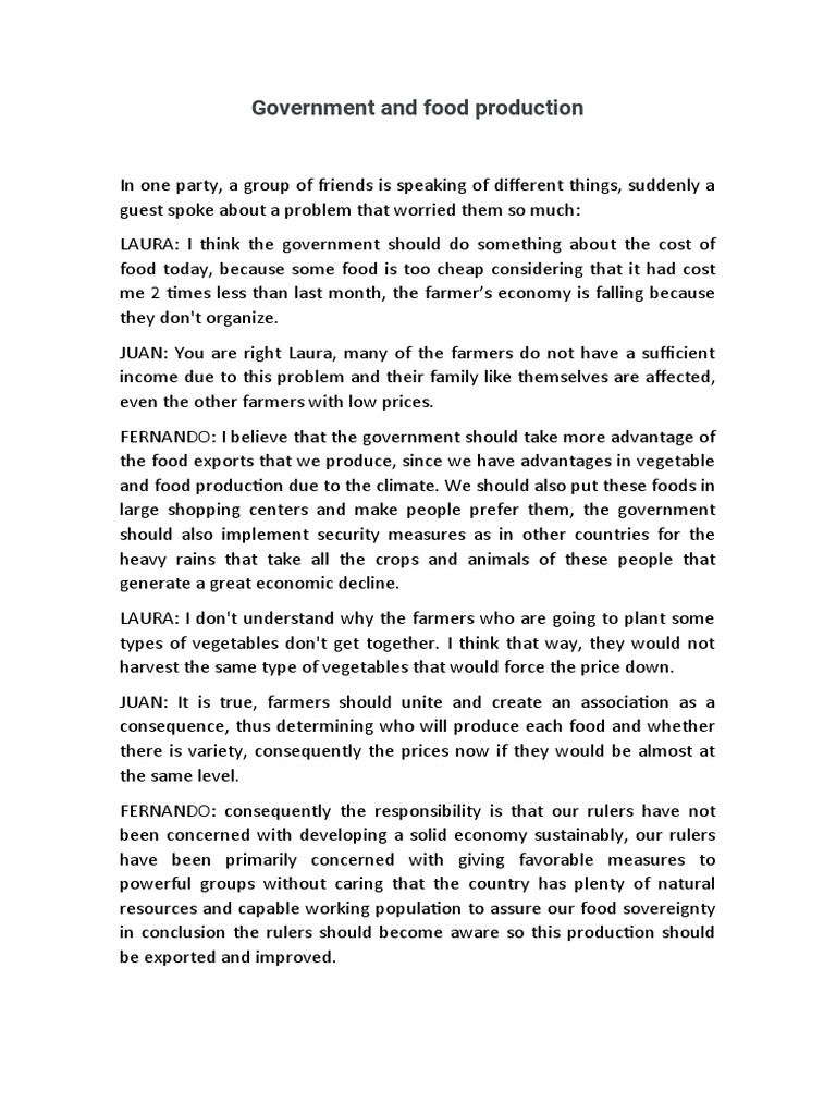 Government and Food Production | PDF | Social Science | Technology ...