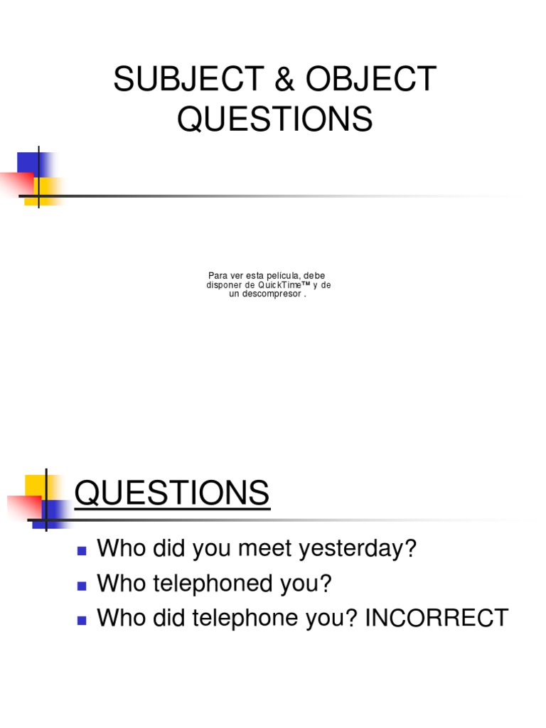 Subject and Object Questions | PDF