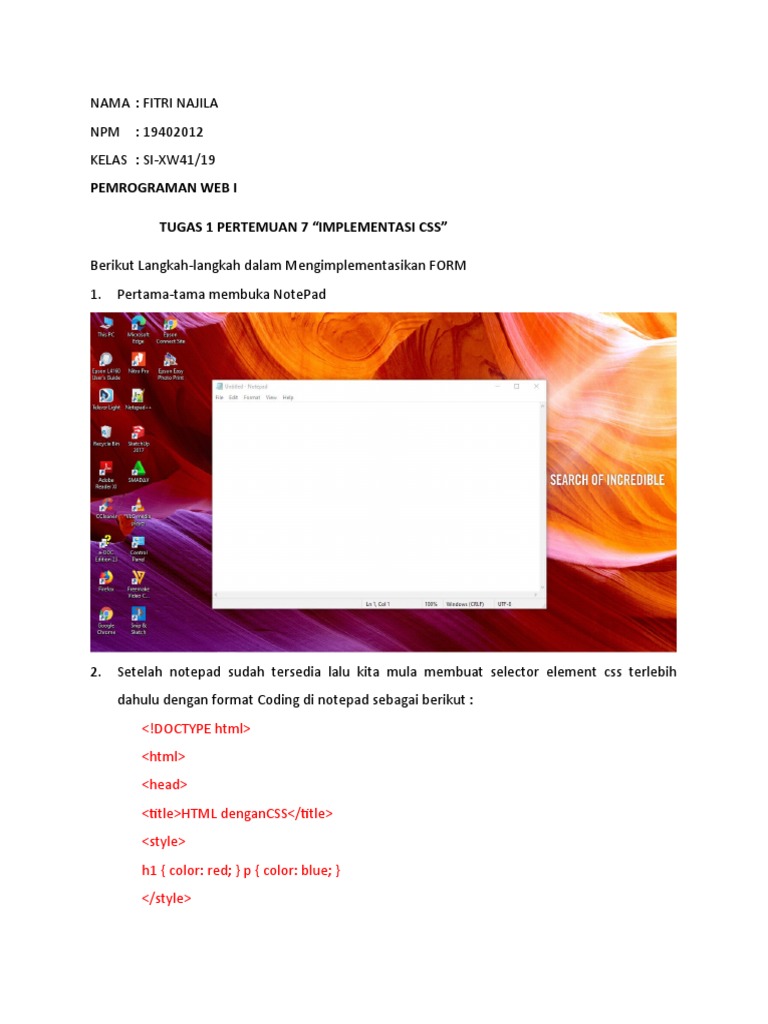 Pemrograman Web I Tugas Pertemuan 7 Implementasi Css Pdf Komputer
