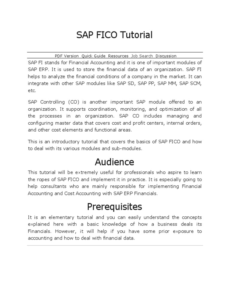 SAP FICO Tutorial | PDF | Debits And Credits | Payroll