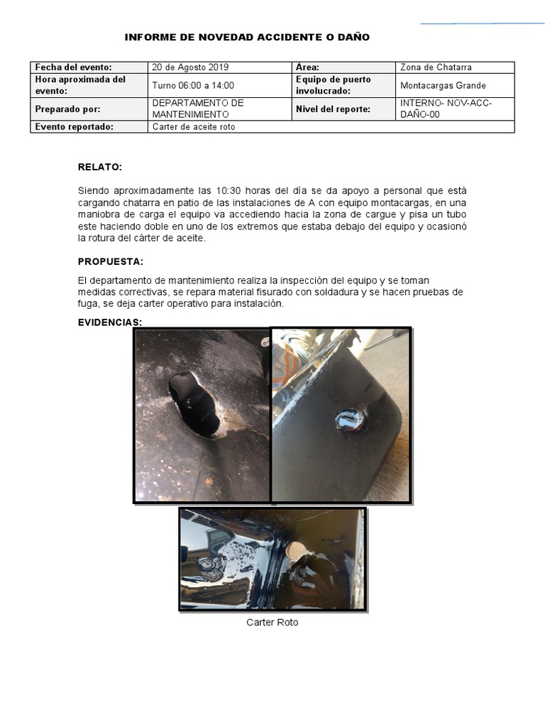 Informe Rotura de Carter | PDF
