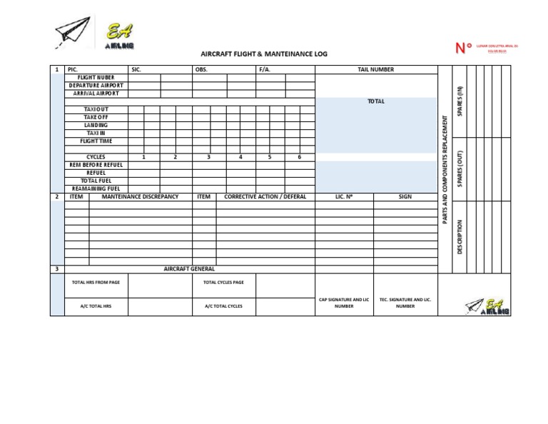 Aircraft Flight & Maintenance Log | PDF