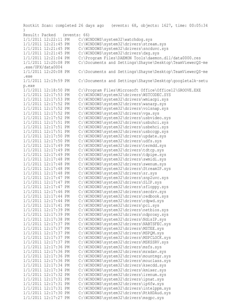 Rootkit and Virus Scan Results Summary | PDF | Microsoft Software ...