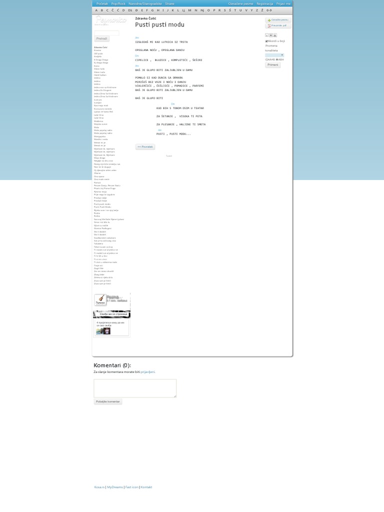 Zdravko Čolić - Pusti Pusti Modu | PDF