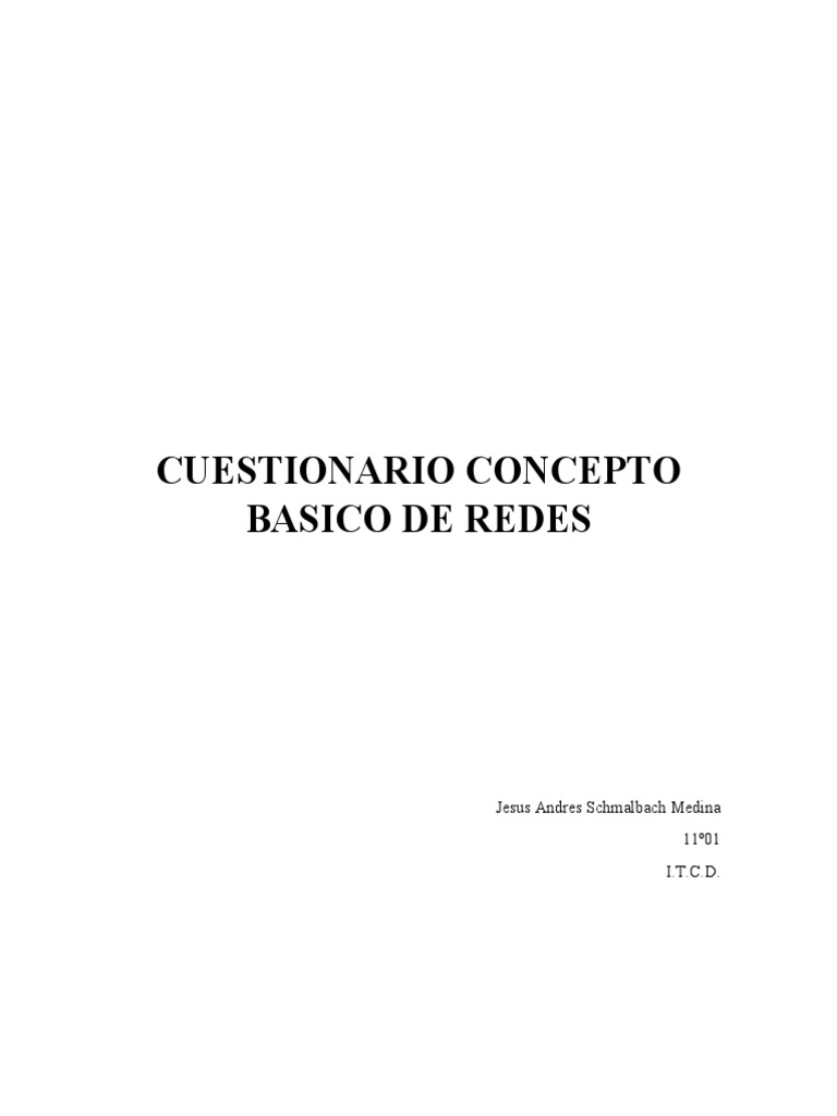 Cuestionario Concepto Basico de Redes Jesus Schmalbach | PDF