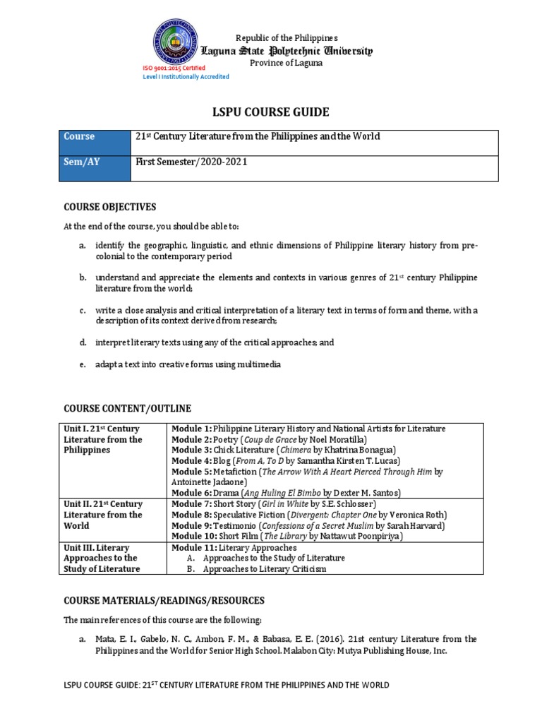 Lspu Course Guide: Laguna State Polytechnic University | PDF