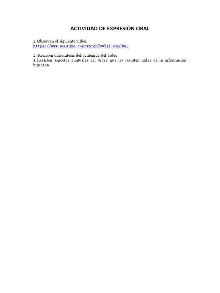 Actividad de Expresión Oral | PDF