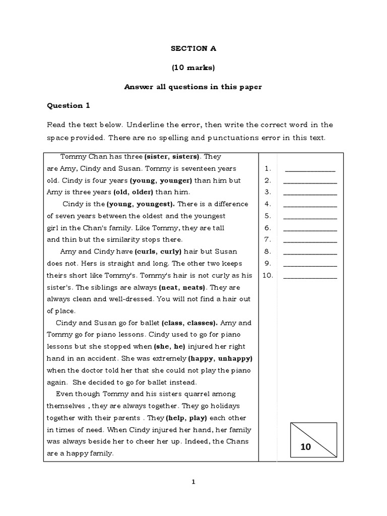 Section A (10 Marks) Answer All Questions in This Paper | PDF