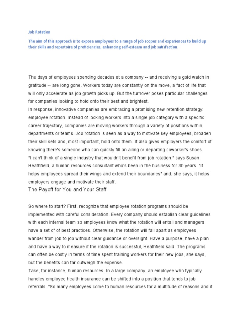 Job Rotation | PDF | Employee Retention | Employment