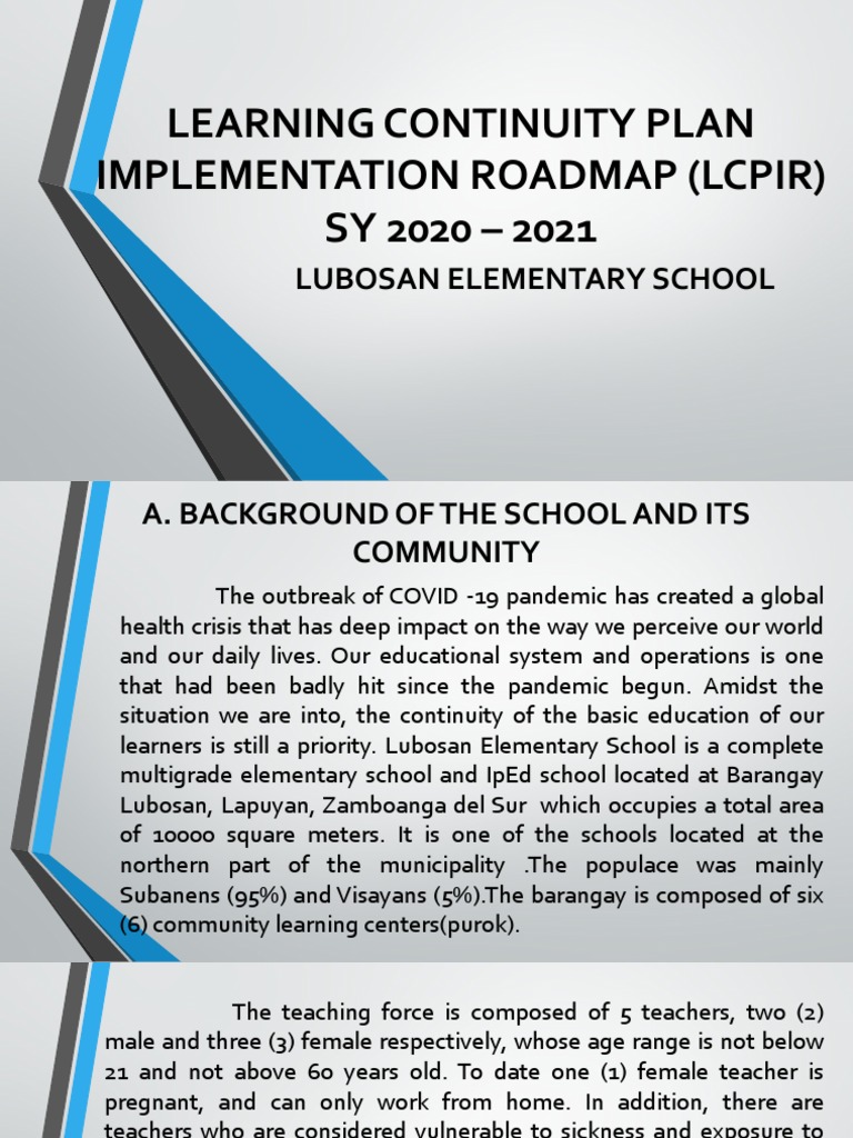 Lubosan Elementary Learning Continuity Plan | PDF | Wash | Learning