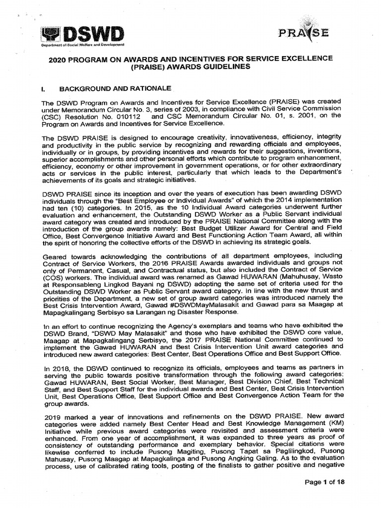 2020 Praise Awards Guidelines | PDF