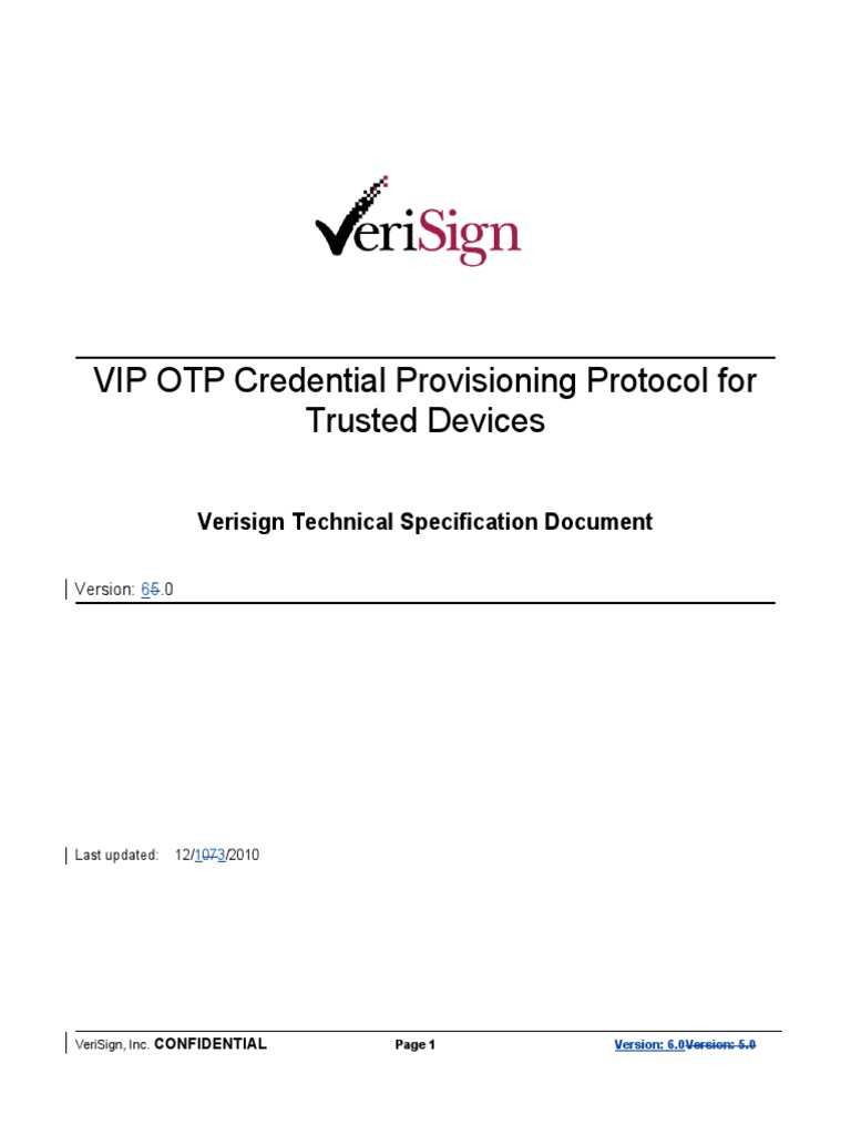 VeriSign OTP Credential Provisioning Protocol For Trusted Devices ...