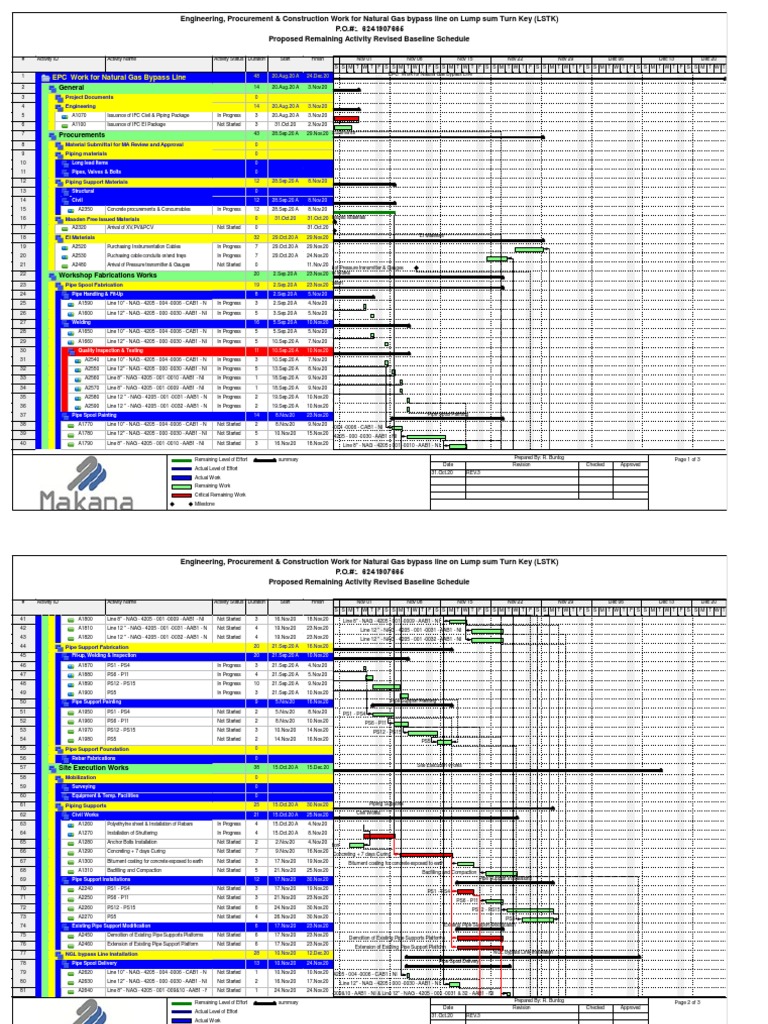 NGL Remaining Activity Baseline Schedule | PDF | Equipment | Mechanical Engineering