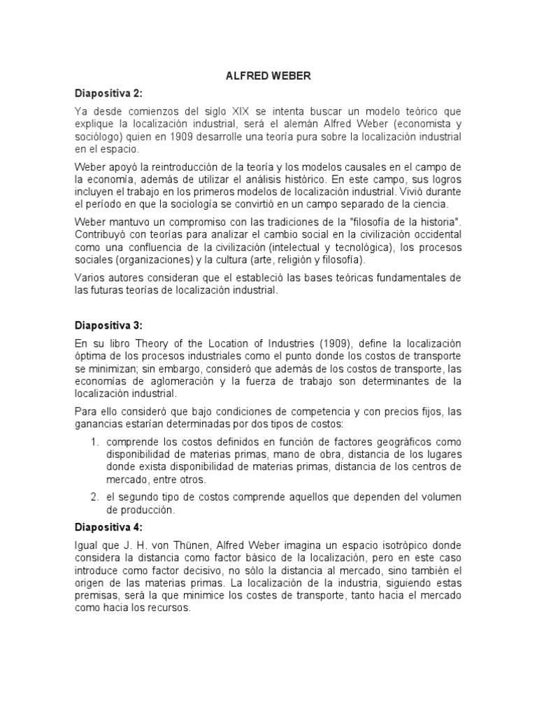 Alfred Weber | PDF | Mercado (economía) | Ciencias económicas