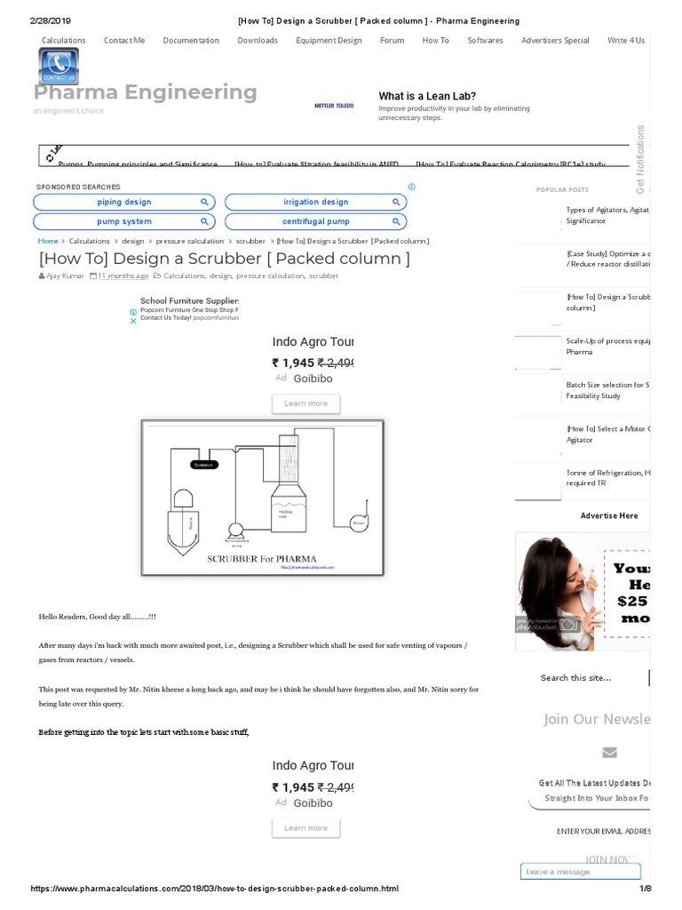 (How To) Design A Scrubber (Packed Column) - Pharma Engineering | PDF ...